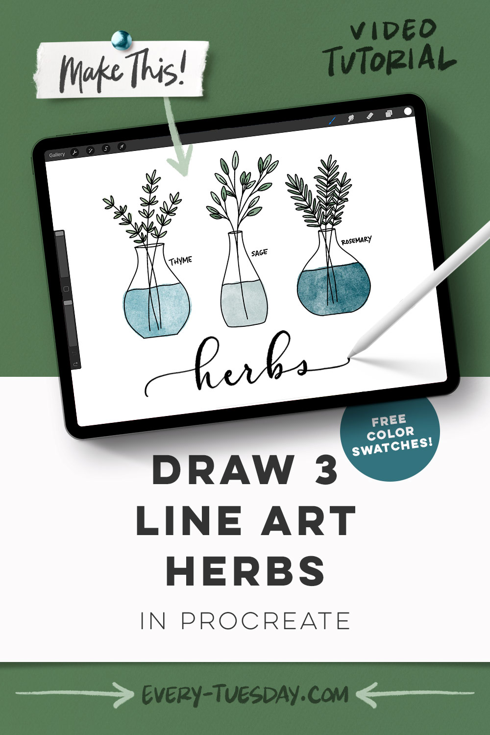 Draw 3 Line Art Herbs in Procreate - Every-Tuesday | Blog | Every-Tuesday