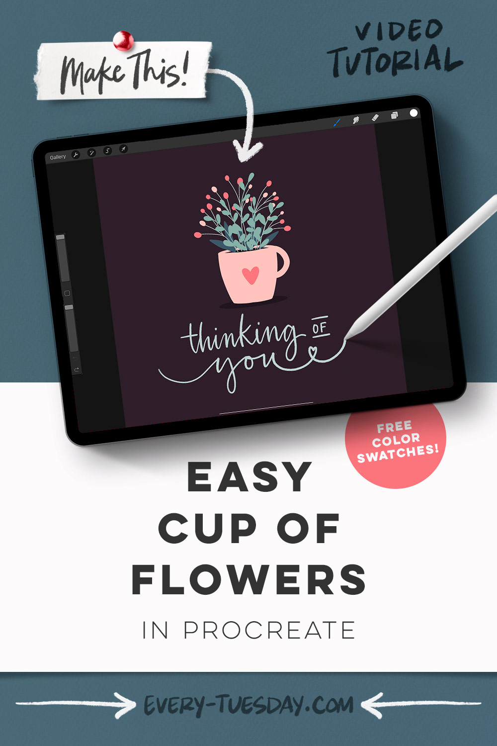 Easy Cup of Flowers in Procreate - Every-Tuesday