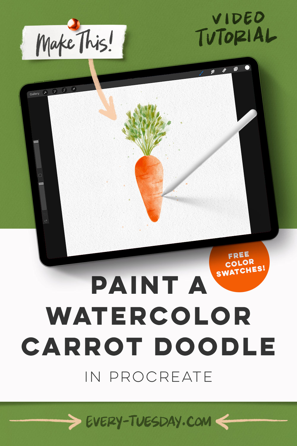 Paint a Watercolor Carrot Doodle in Procreate - Every-Tuesday | Blog ...