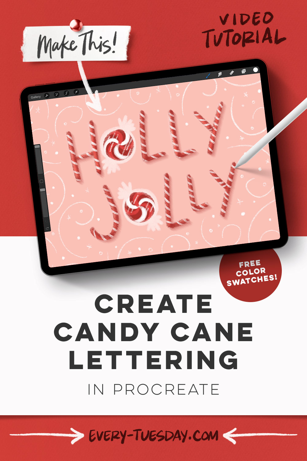 Create Candy Cane Lettering in Procreate - Every-Tuesday | Blog | Every-Tuesday