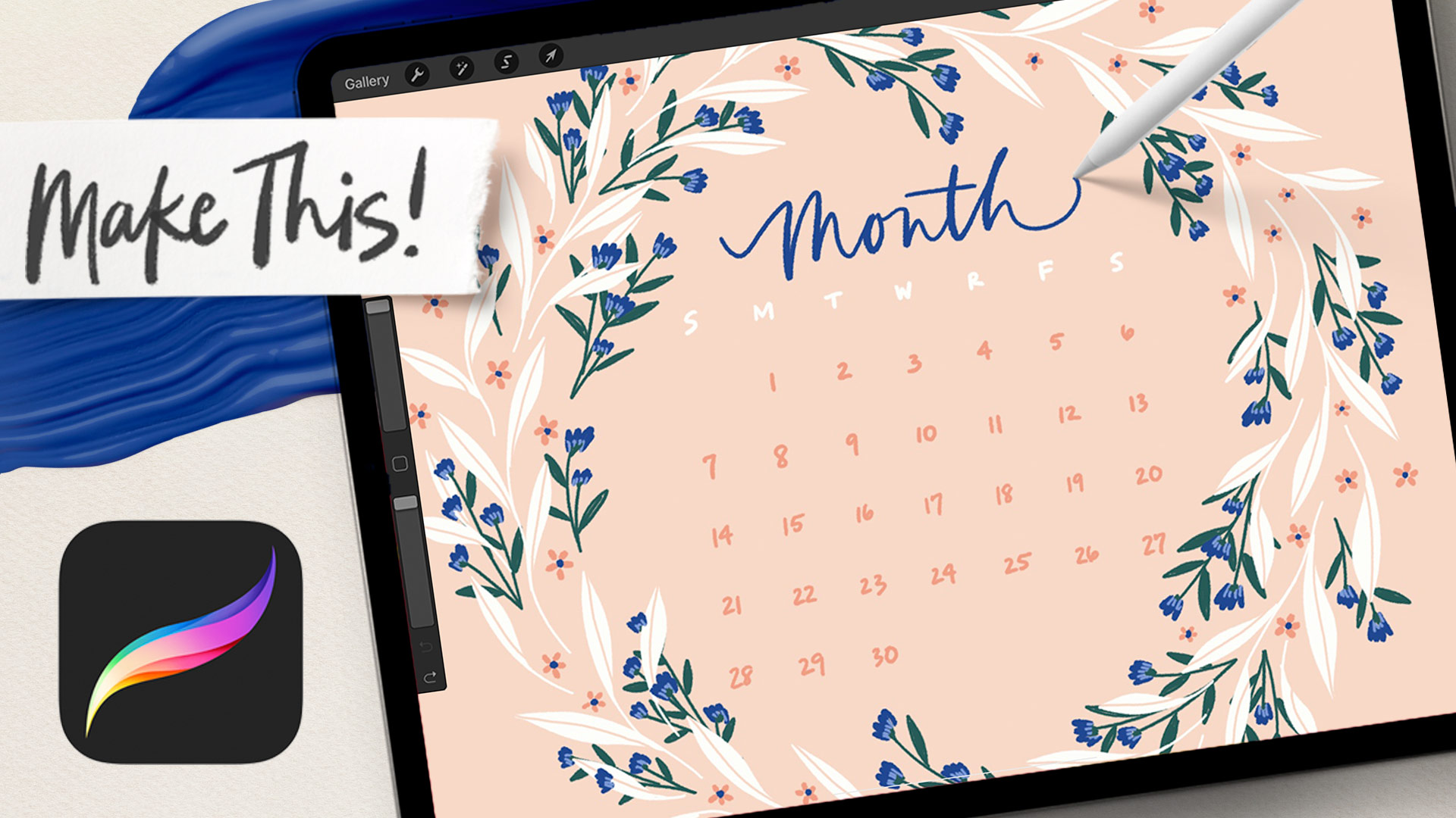 Easy Wreath Calendar Design in Procreate - Every-Tuesday | Blog | Every ...