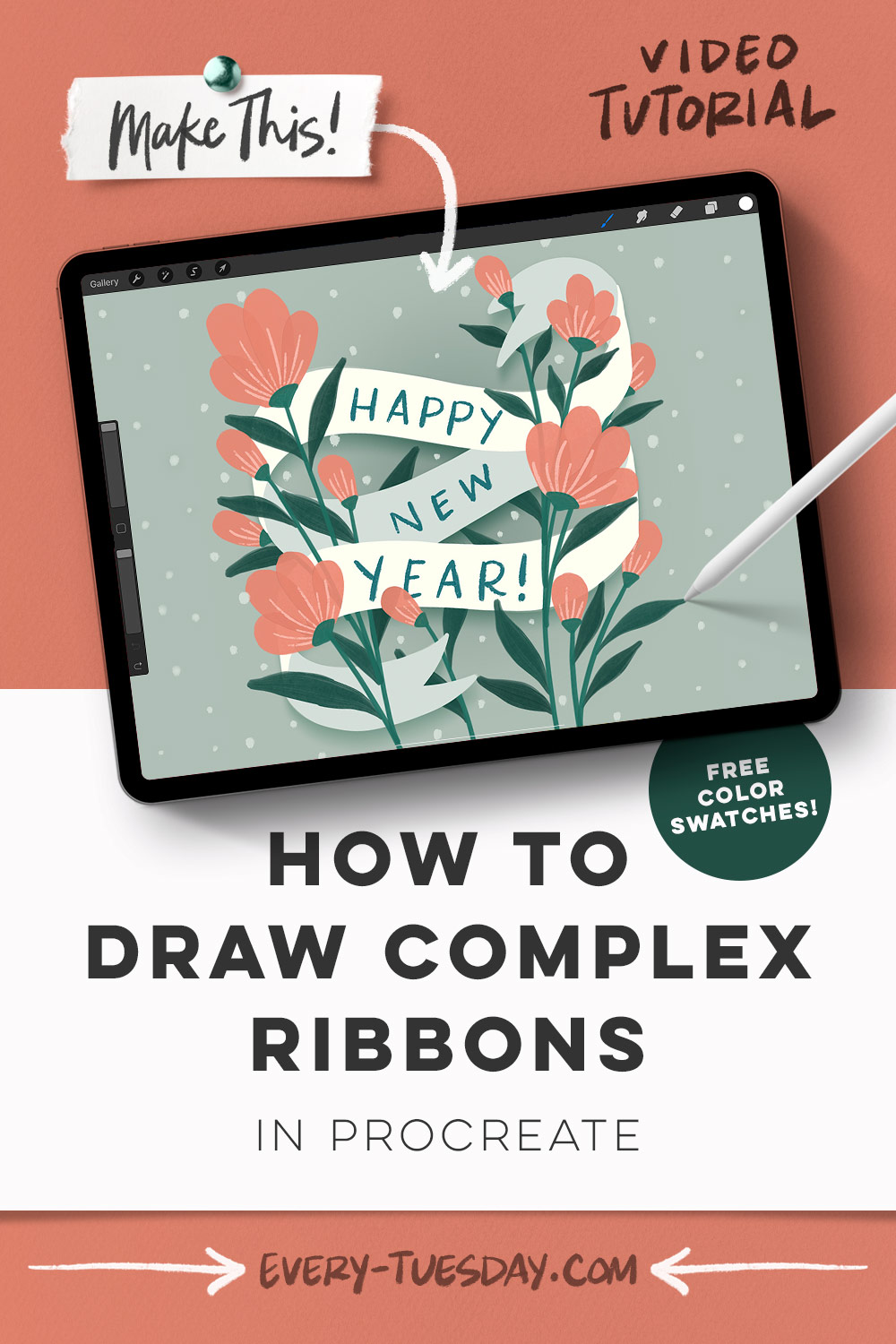 Happy New Year! How to Draw Complex Ribbons in Procreate - Every-Tuesday