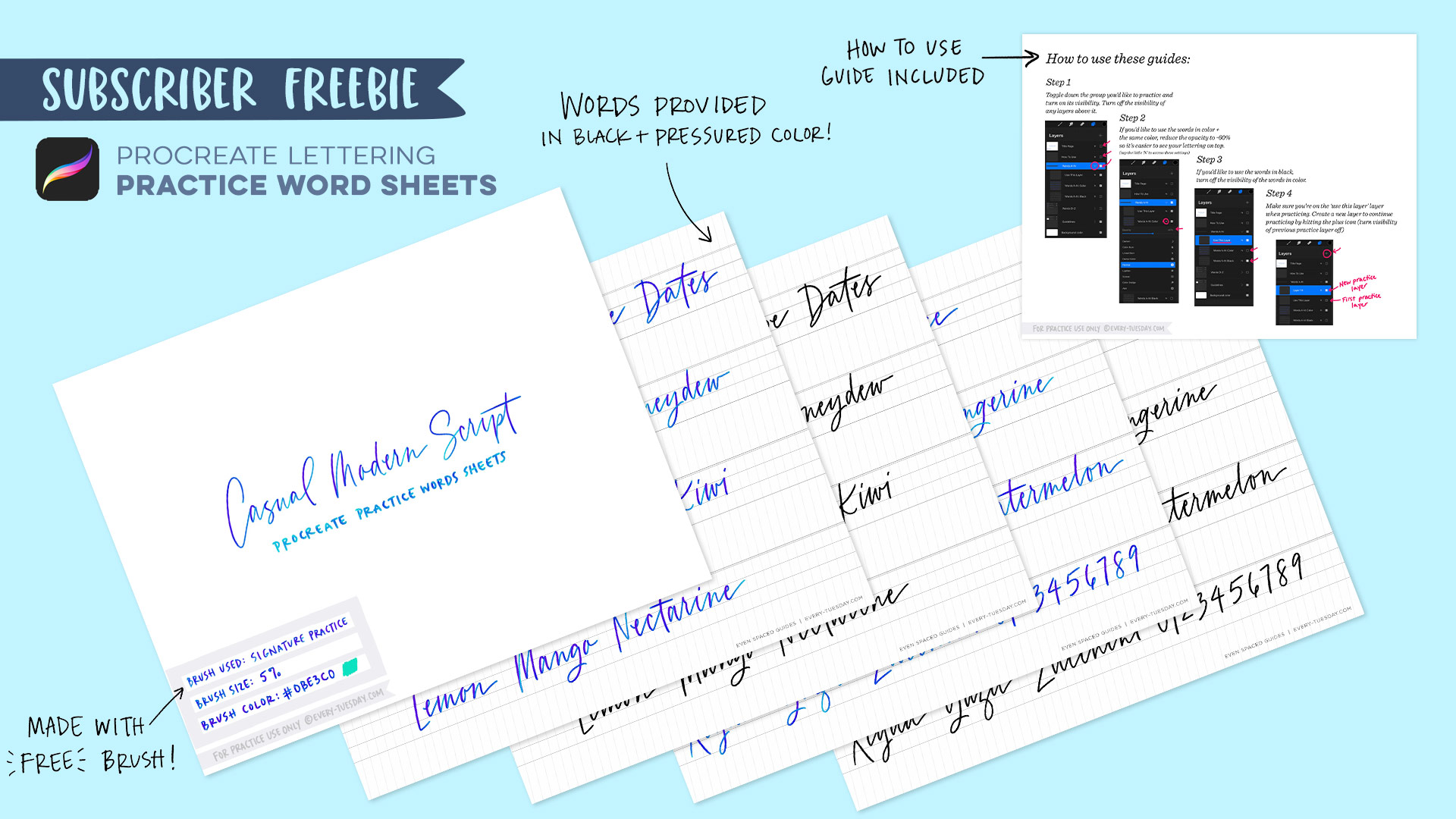 Casual Modern Script Practice Sheets - Every-Tuesday | Blog | Every-Tuesday