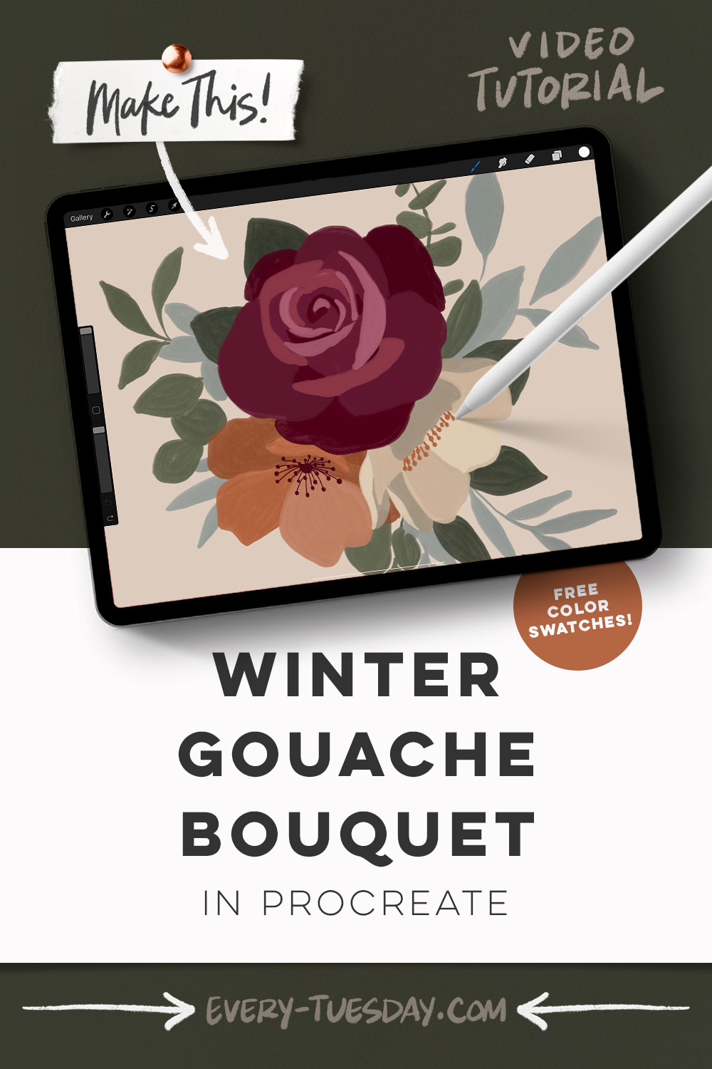 Paint a Winter Gouache Bouquet in Procreate - Every-Tuesday | Blog ...