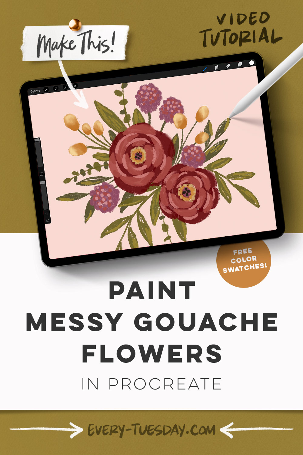 Easy Messy Gouache Flowers in Procreate - Every-Tuesday | Blog | Every-Tuesday
